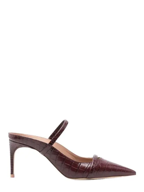 MALONE SOULIERS 70mm Crocodile-embroidered Leather Mules - Brown