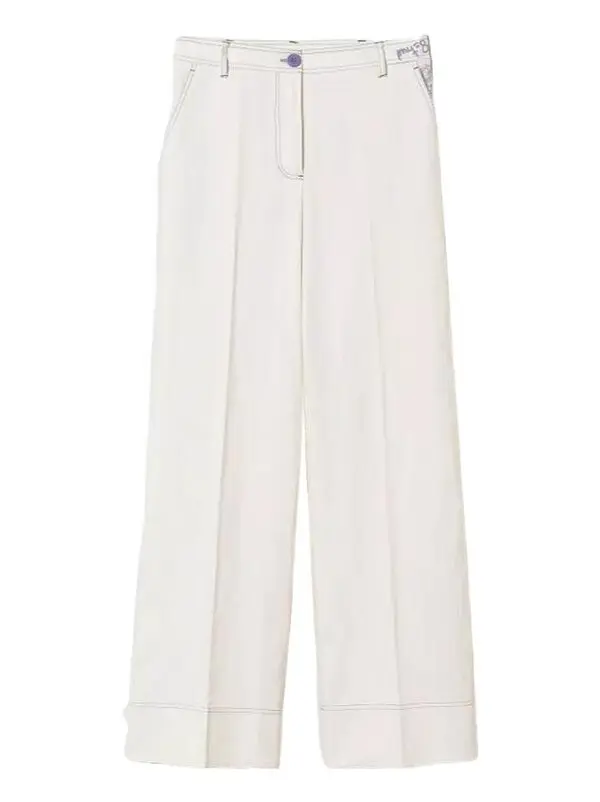 TWINSET Floral-embroidered Palazzo Pants - White