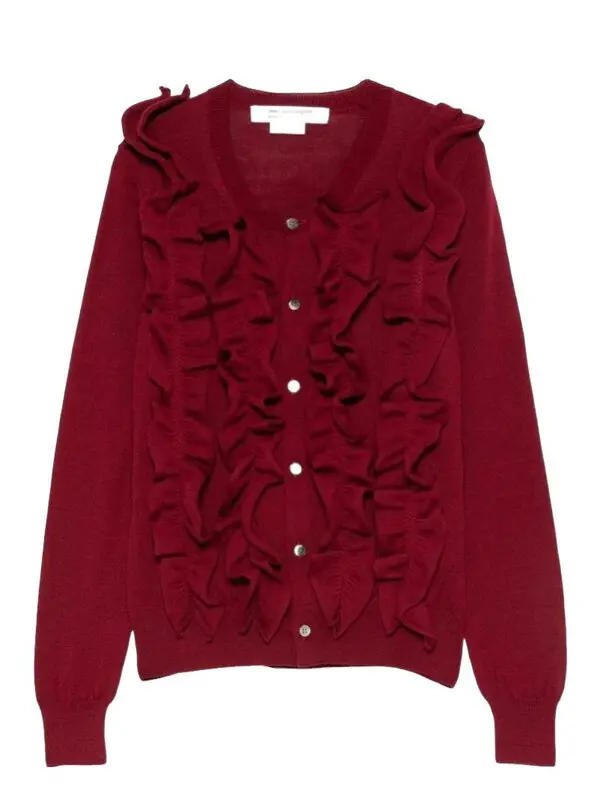 Comme Des Garçons Ruffled Cardigan - Red