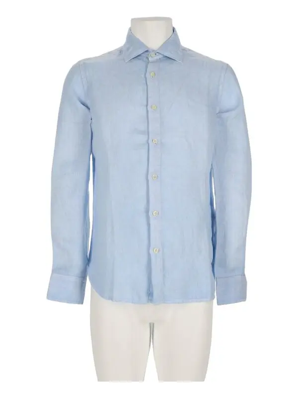 120% Lino 100% Linen Button-down Shirt - Blue