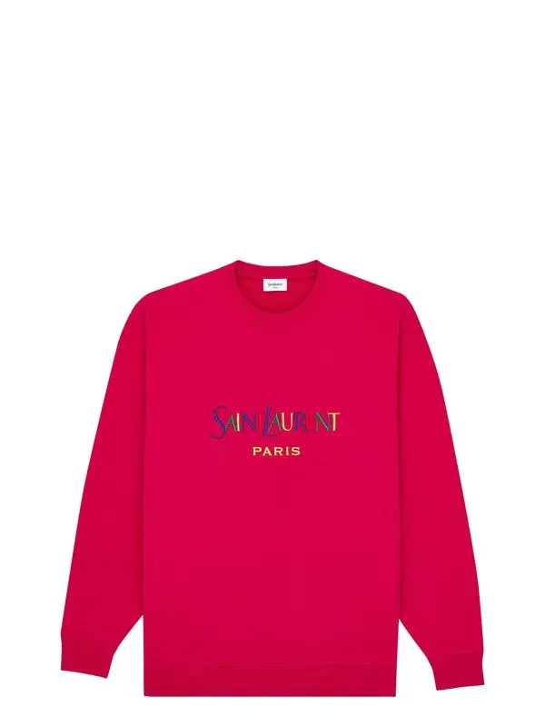 Saint Laurent Embroidered Crewneck Sweater - Rosso