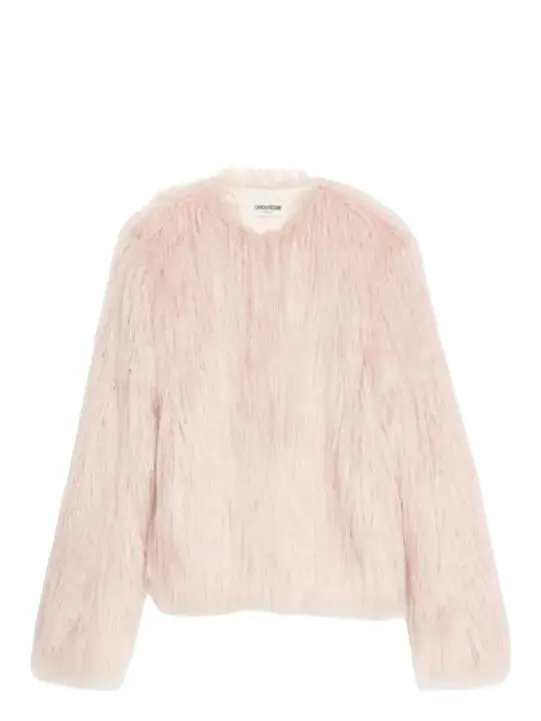 Zadig&Voltaire Freddie Curly Faux Fur Coat - Nude