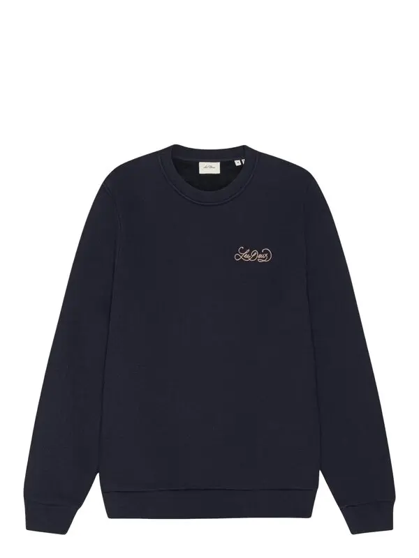 LES DEUX Organic Cotton Crewneck Sweater - Navy