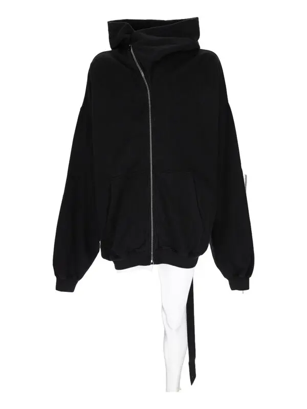 Rick Owens Cotton Zip Up Sweatshirt - Black