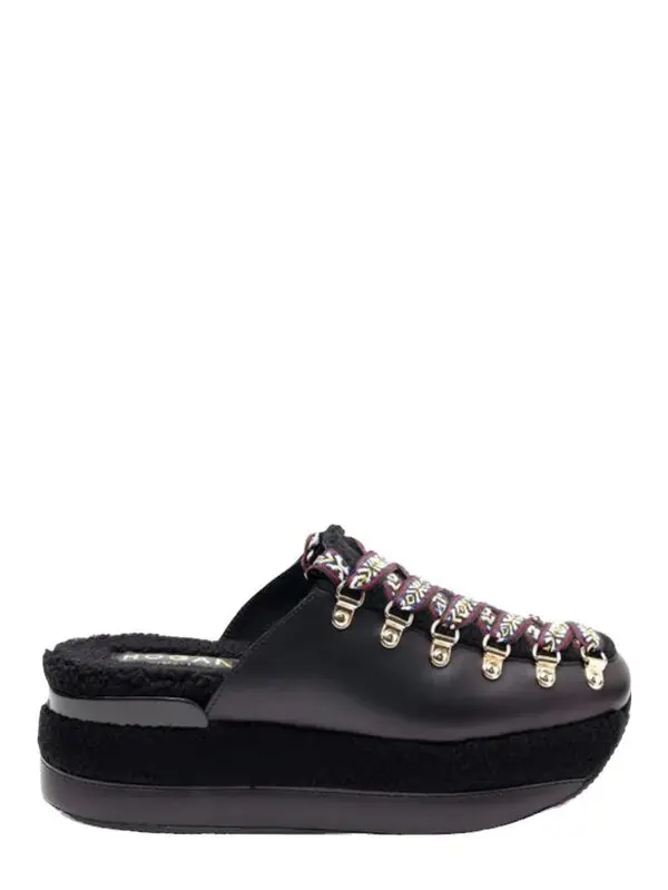 Hogan H466 Platform Lace-up Mules - Black