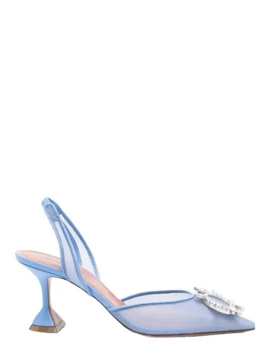 Amina Muaddi Mesh Ankle-wrap High Heels - Blue
