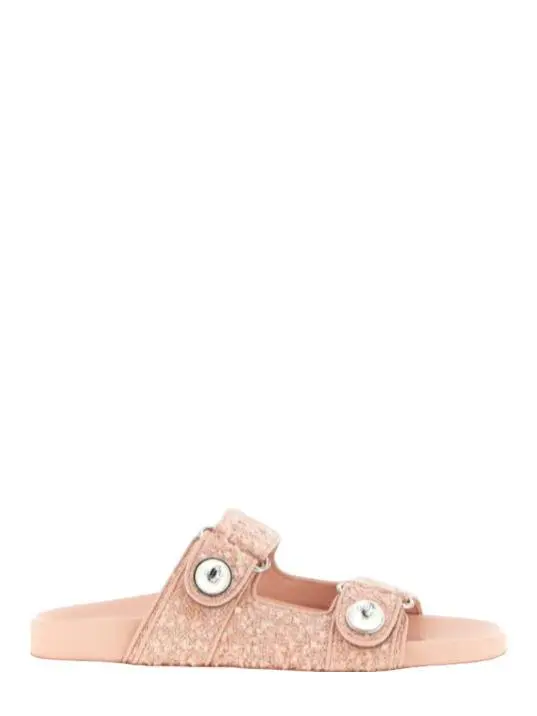 JIMMY CHOO Tweed Pearl Fayence Sandals - Nude