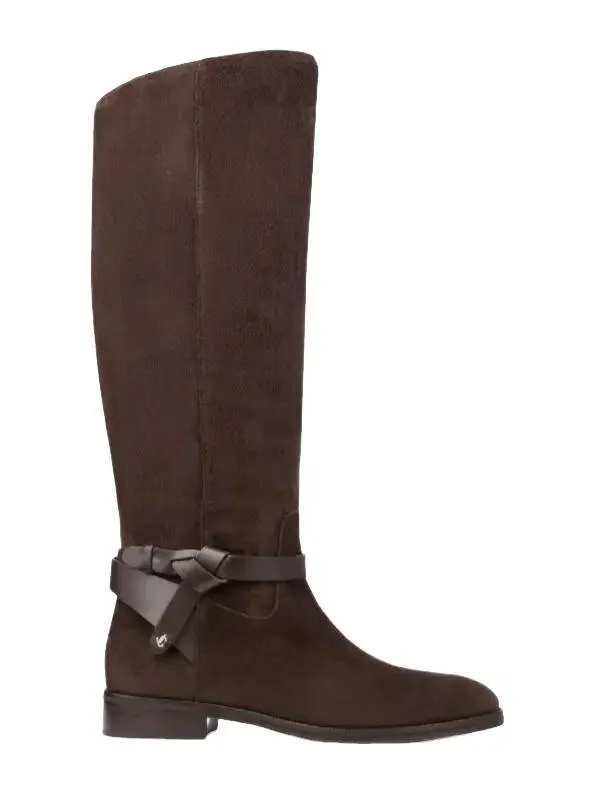 JIMMY CHOO Knotted Strap Leather Boots - Black