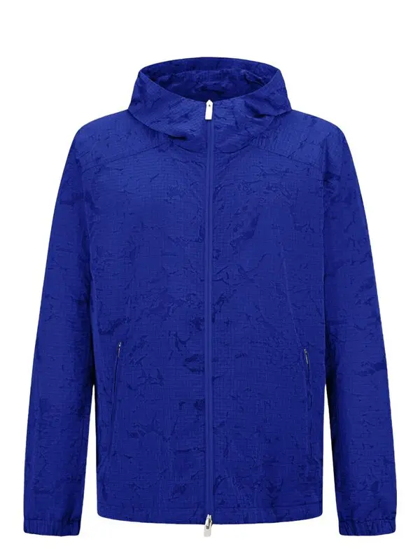 Herno Water Jacquard Hooded Jacket - Blue