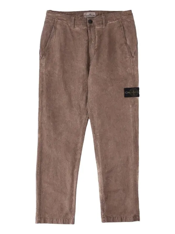 Stone Island Stonewash-effect Cotton-blend Trousers For - Grey