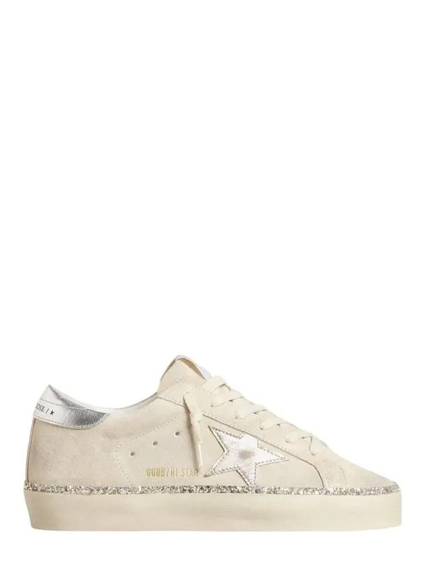 GOLDEN GOOSE Hi Star In Suede With Silver Metallic Leather Star And Heel Tab - Beige