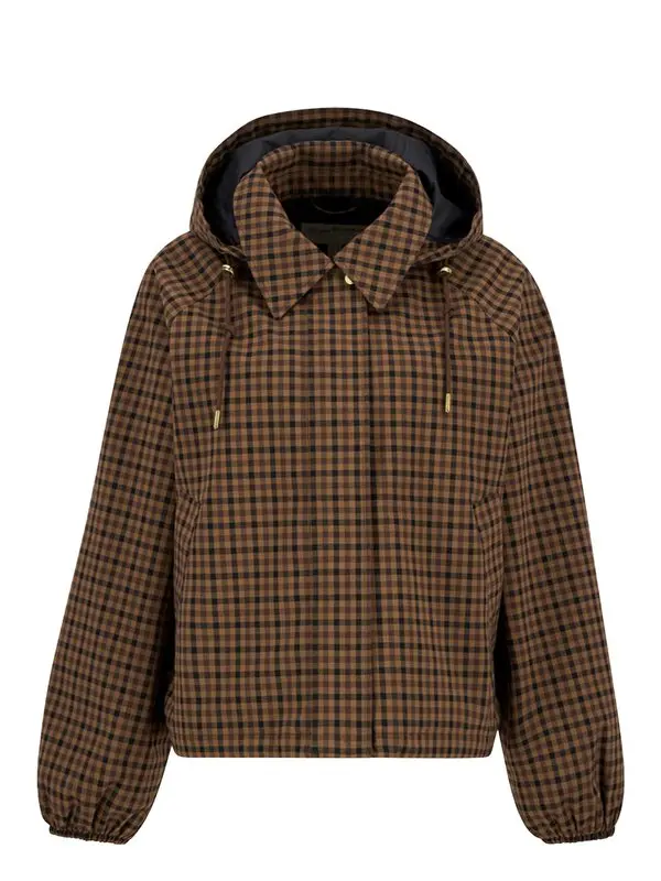 Barbour Gingham Hooded Cropped Jacket - Green