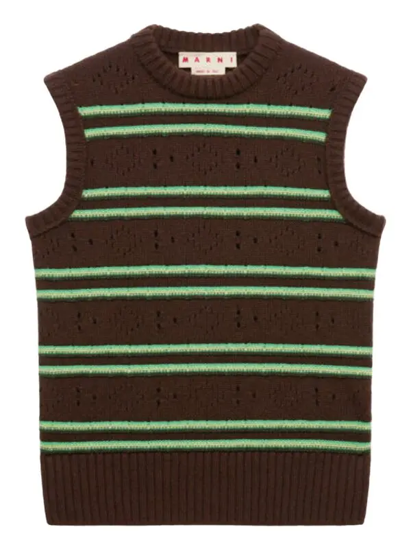 Marni Striped Knit Vest - Brown
