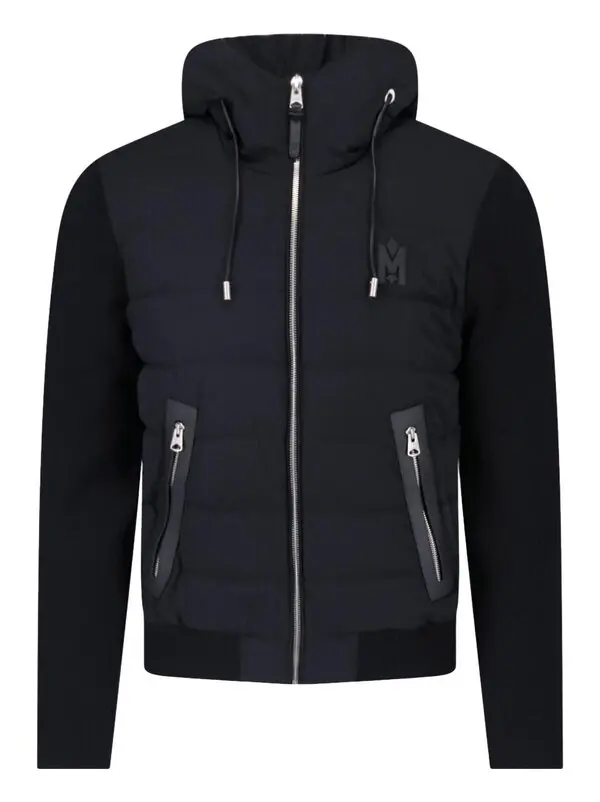 Mackage Hooded Puffer Jacket With Knit Sleeves - Black