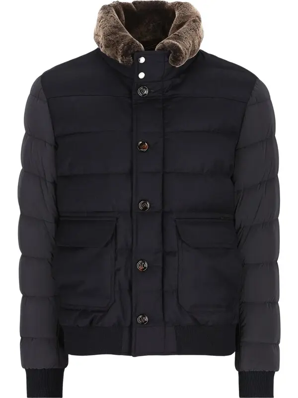 MOORER Quilted Technical Coat - Navy