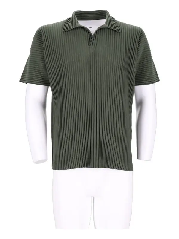 Issey Miyake Pleated Polo Shirt - Green