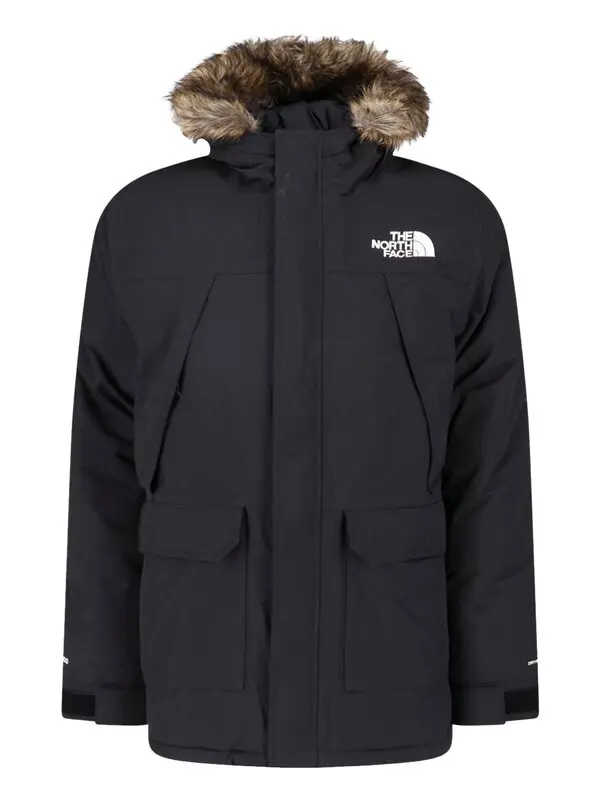 The North Face Insulated Hooded Parka With Faux Fur Trim - Black