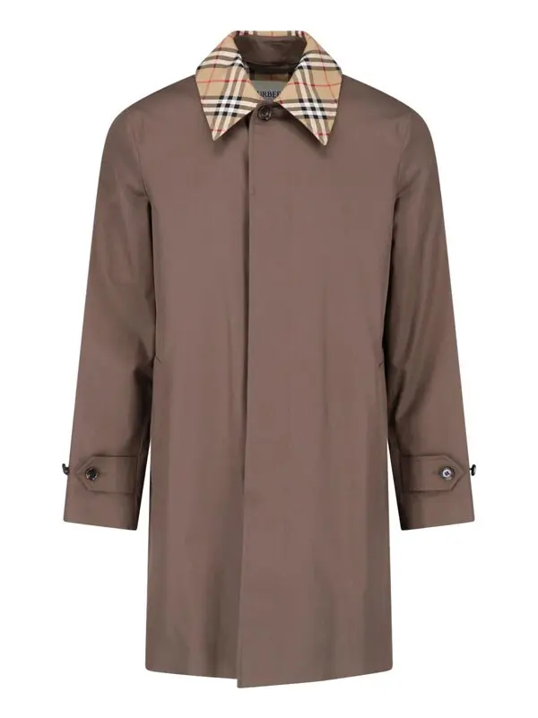 Burberry Plaid Collar Trench Coat - Brown