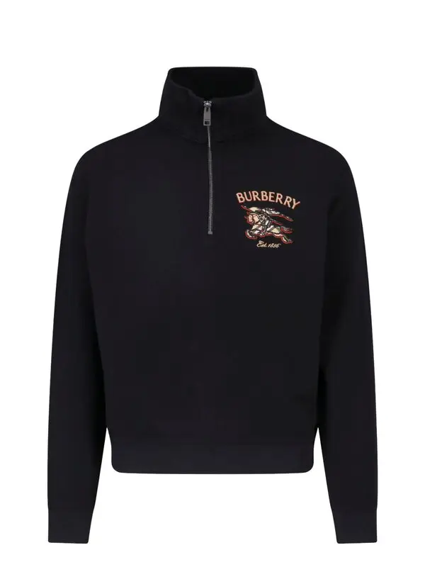Burberry Half-zip Mock Neck Sweatshirt - Black