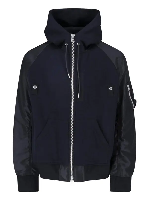 Sacai Hooded Zip-up Jacket - Black
