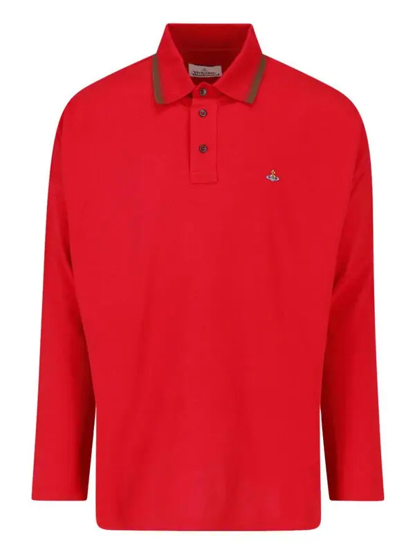 VIVIENNE WESTWOOD Long-sleeve Cotton Polo Shirt - Red