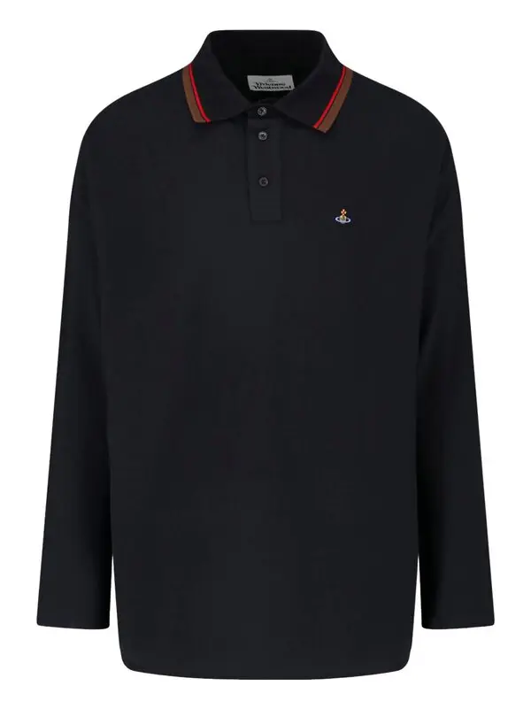 VIVIENNE WESTWOOD Long Sleeve Polo Shirt - Black