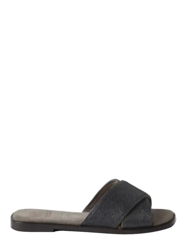 Brunello Cucinelli Monili-detail Crossover Slides - Black