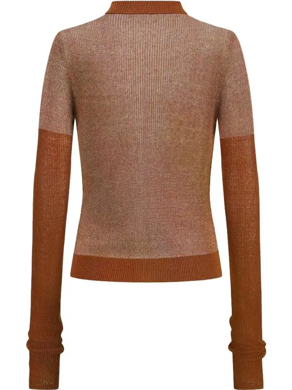OUDE WAAG Metallic Ribbed-knit Cardigan - Brown