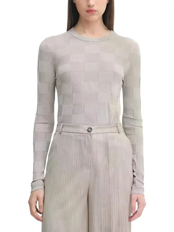 Sisley Check-pattern Long-sleeve Sweater - Neutrals