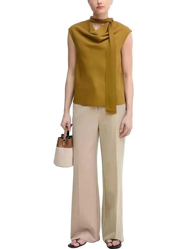Sisley Tie-neck Cowl-neck Top - Green