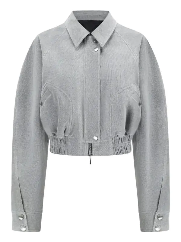 OUDE WAAG Corduroy Cocoon Cropped Jacket - Grey
