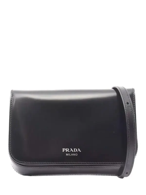 Prada Logo-print Leather Clutch Bag - Black