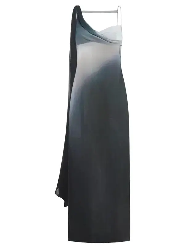 OUDE WAAG Ribbon-panelled Printed Maxi Dress - Grey