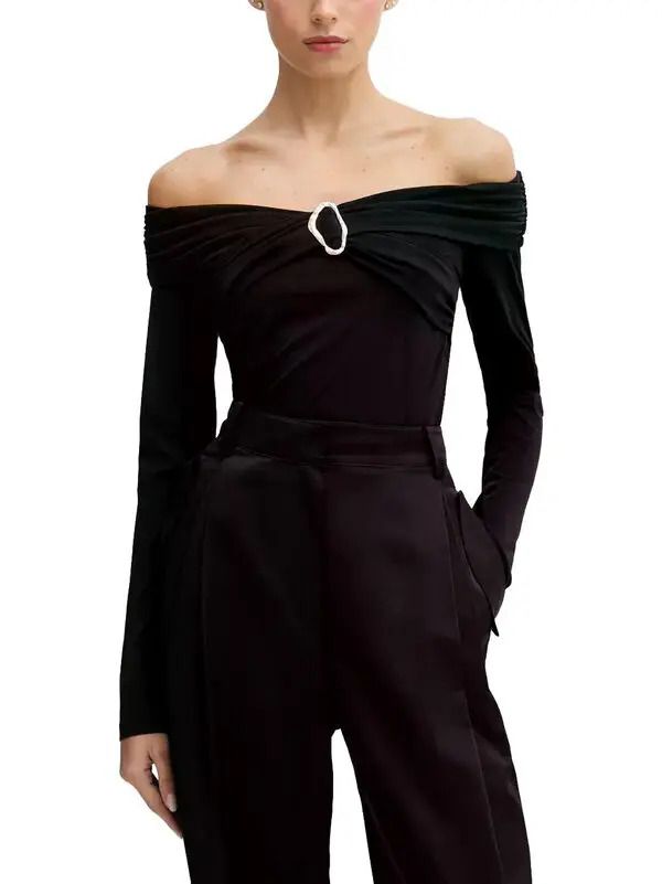 Sisley Off-shoulder Hardware-detail Top - Black