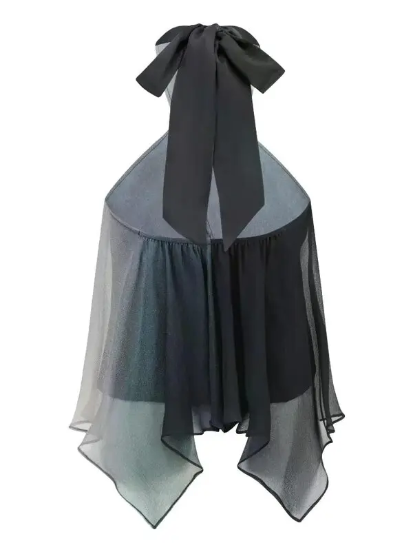 OUDE WAAG Halter-neck Double-layer Top - Blue