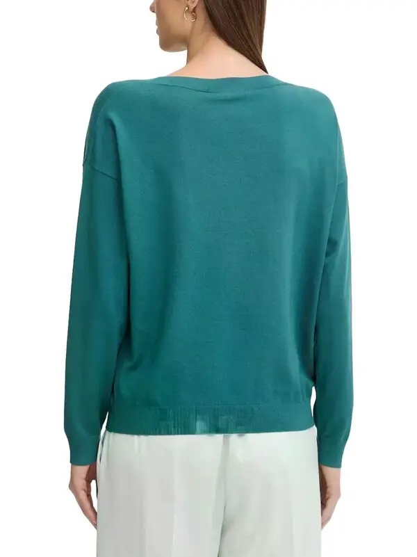 Sisley Boat-neck Drop-shoulder Pullover - Green