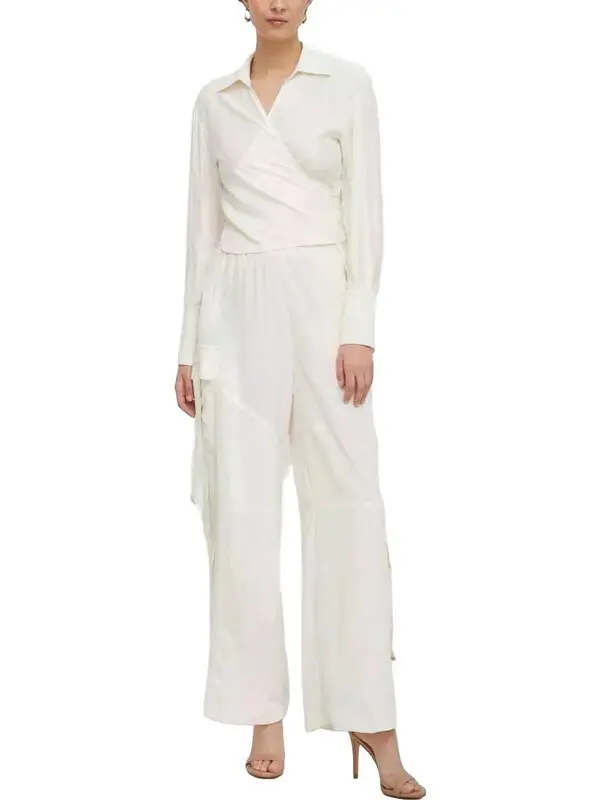 Sisley Wrap-style Long-sleeve Blouse - White