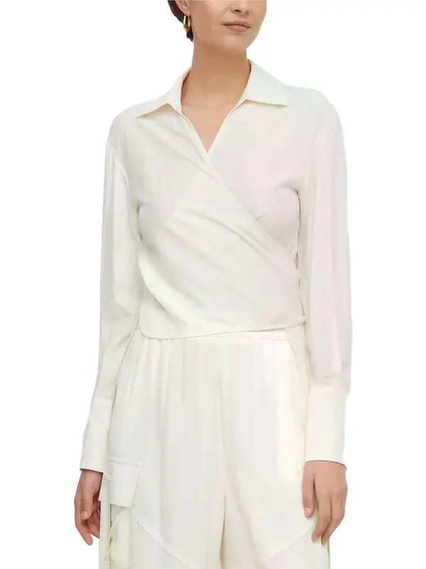 Sisley Wrap-style Long-sleeve Blouse - White