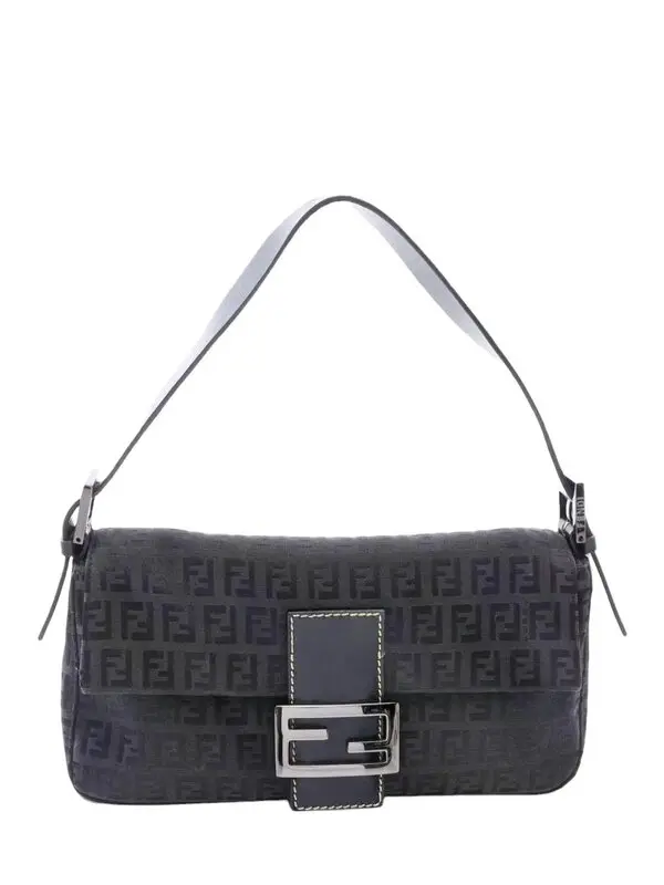 Fendi Zucchino Canvas Mamma Baguette Shoulder Bag - Black