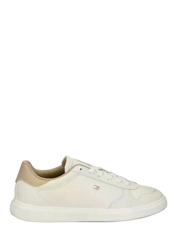 Tommy Hilfiger Logo-plaque Leather Sneakers - Neutrals