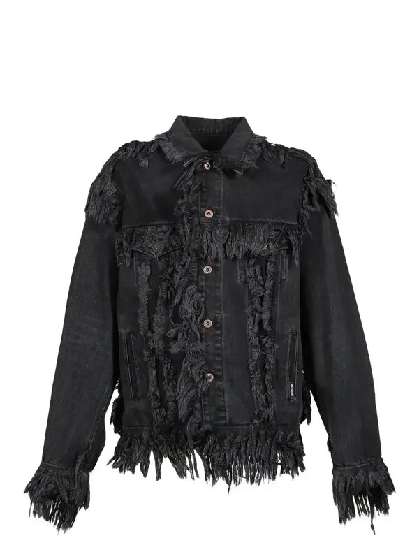 We11Done Raw-edge Denim Jacket - Black