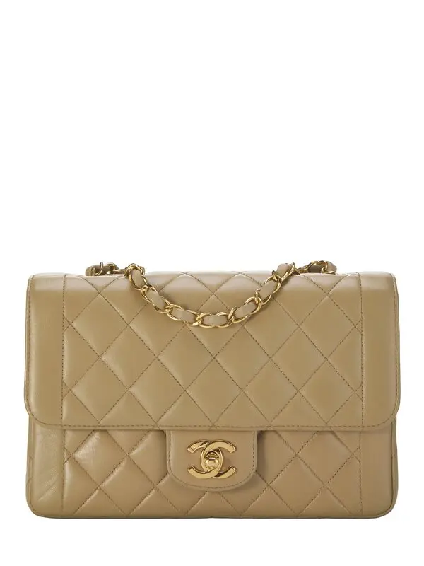 Chanel Quilted Lambskin Border Flap Small - Beige