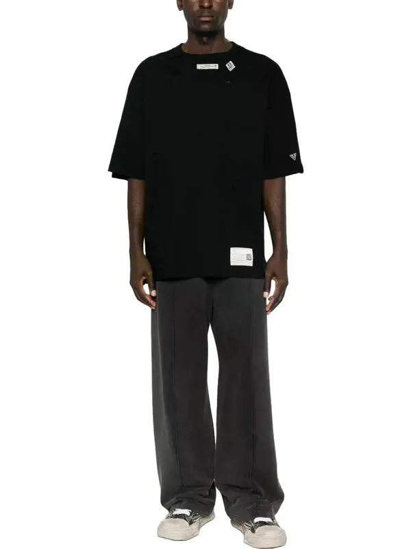 Mihara Yasuhiro Distressed-effect Layered-neck T-shirt - Black