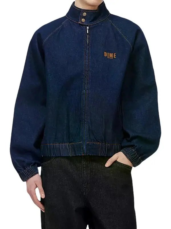 DIME Logo-embroidered Raglan-sleeve Denim Jacket - Blue