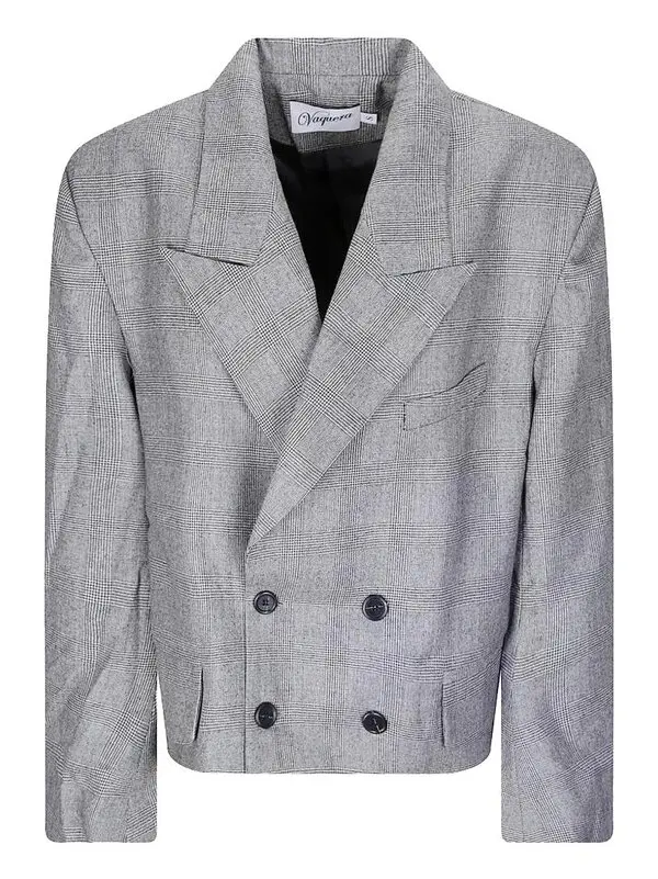 Vaquera Prince Of Wales Check Double-breasted Blazer - Grey
