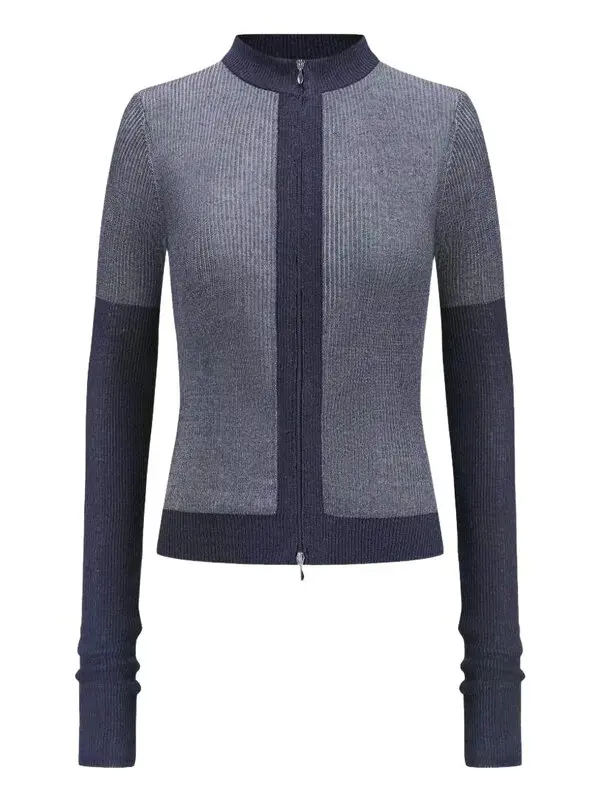 OUDE WAAG Metallic Ribbed-knit Cardigan - Blue