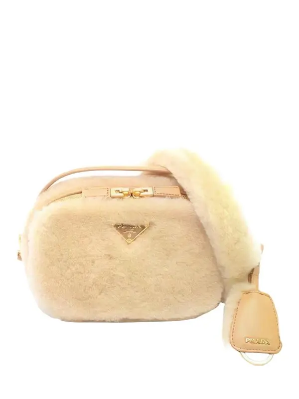 Prada Mini Shearling Odette Satchel - Neutrals
