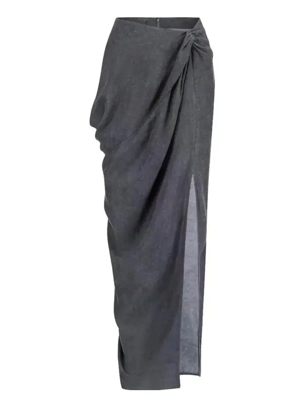 OUDE WAAG Asymmetric Knotted Maxi Skirt - Grey