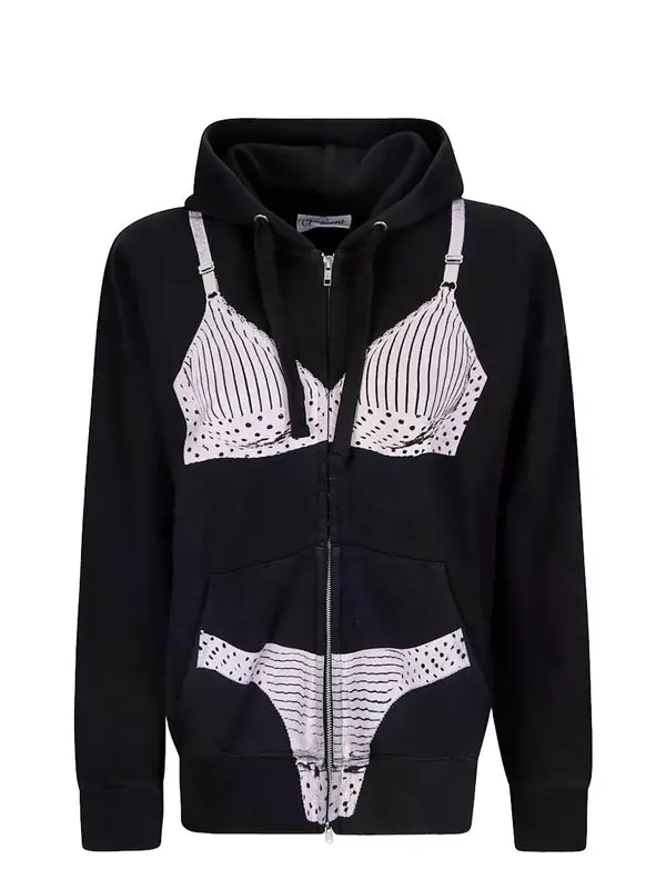 Vaquera Graphic-print Zip-up Hoodie - Black