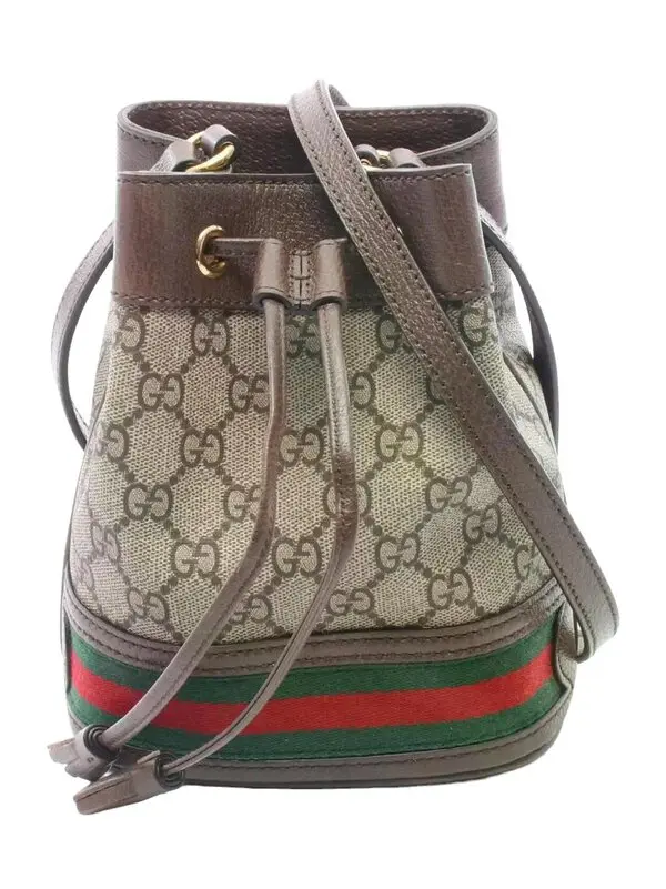 Gucci Gg Supreme Web Ophidia Bucket Bag - Neutrals